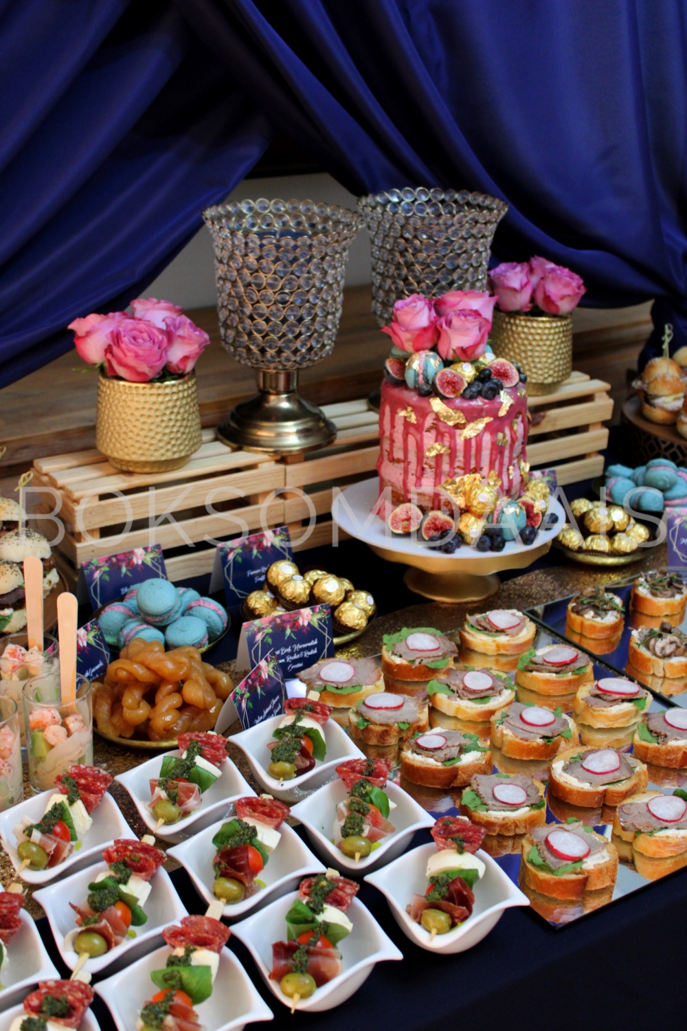 A Beautiful Navy Blue, Pink & Gold Cocktail Party